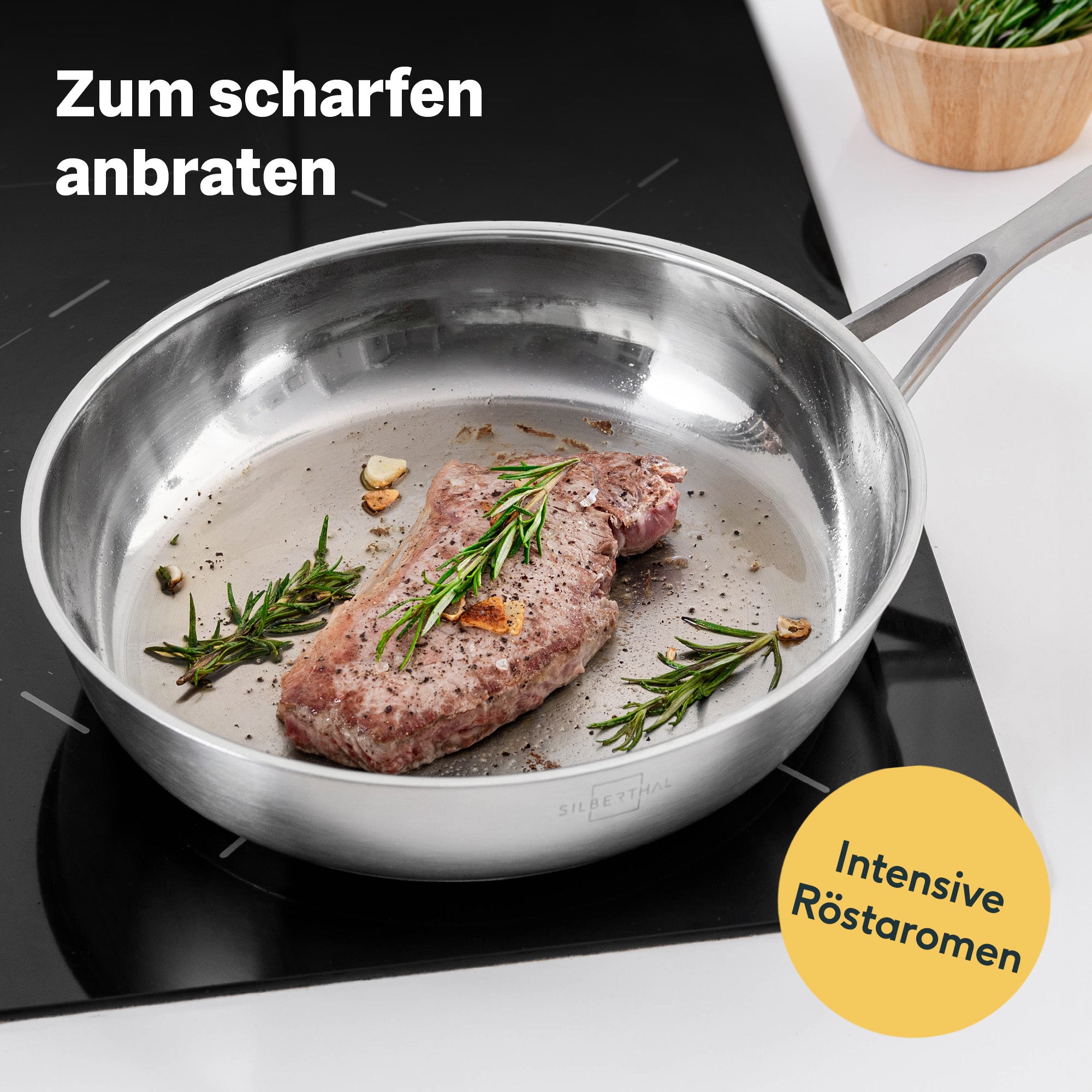 Edelstahlpfanne Unbeschichtet Ø 28 cm - Induktion