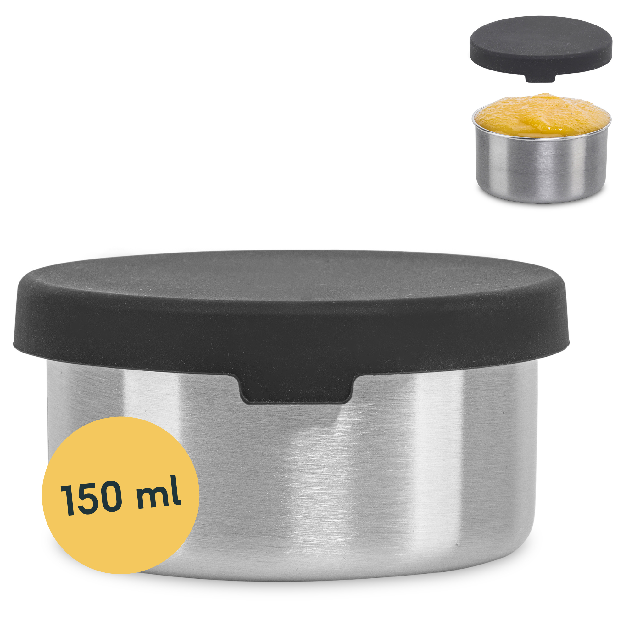 Mini-Dose aus Edelstahl - Rund mit Deckel - 100 ml