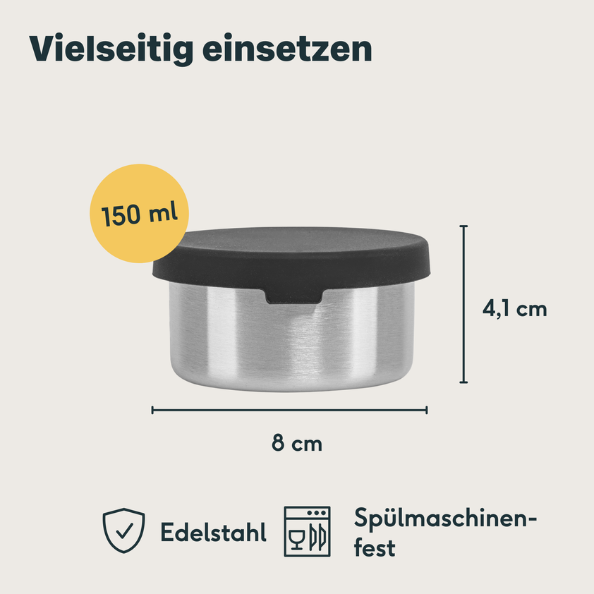 Mini-Dose aus Edelstahl - Rund mit Deckel - 100 ml